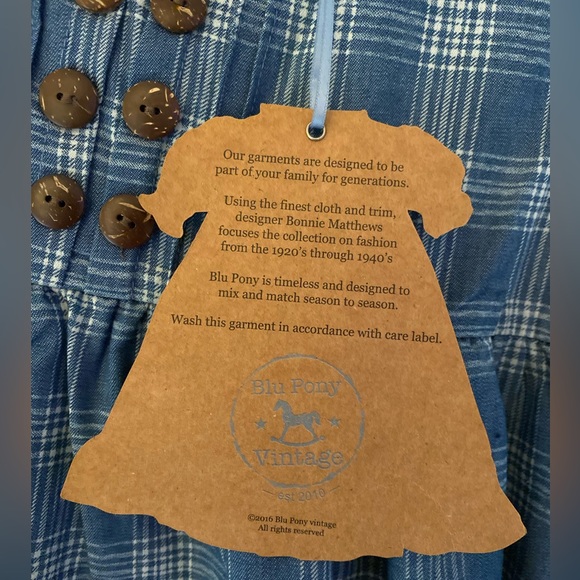 Blu Pony Vintage | Dresses | New Blu Pony Vintage Dress Blue Check With ...